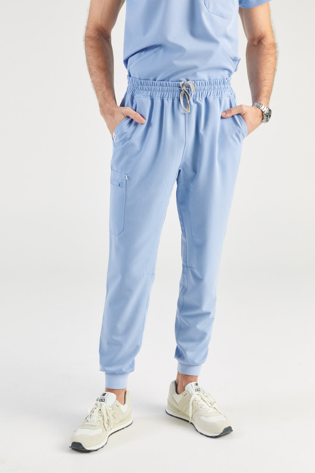Men's Bassel Multi-Pocket Jogger Scrub Pants - Sky Blue | miko